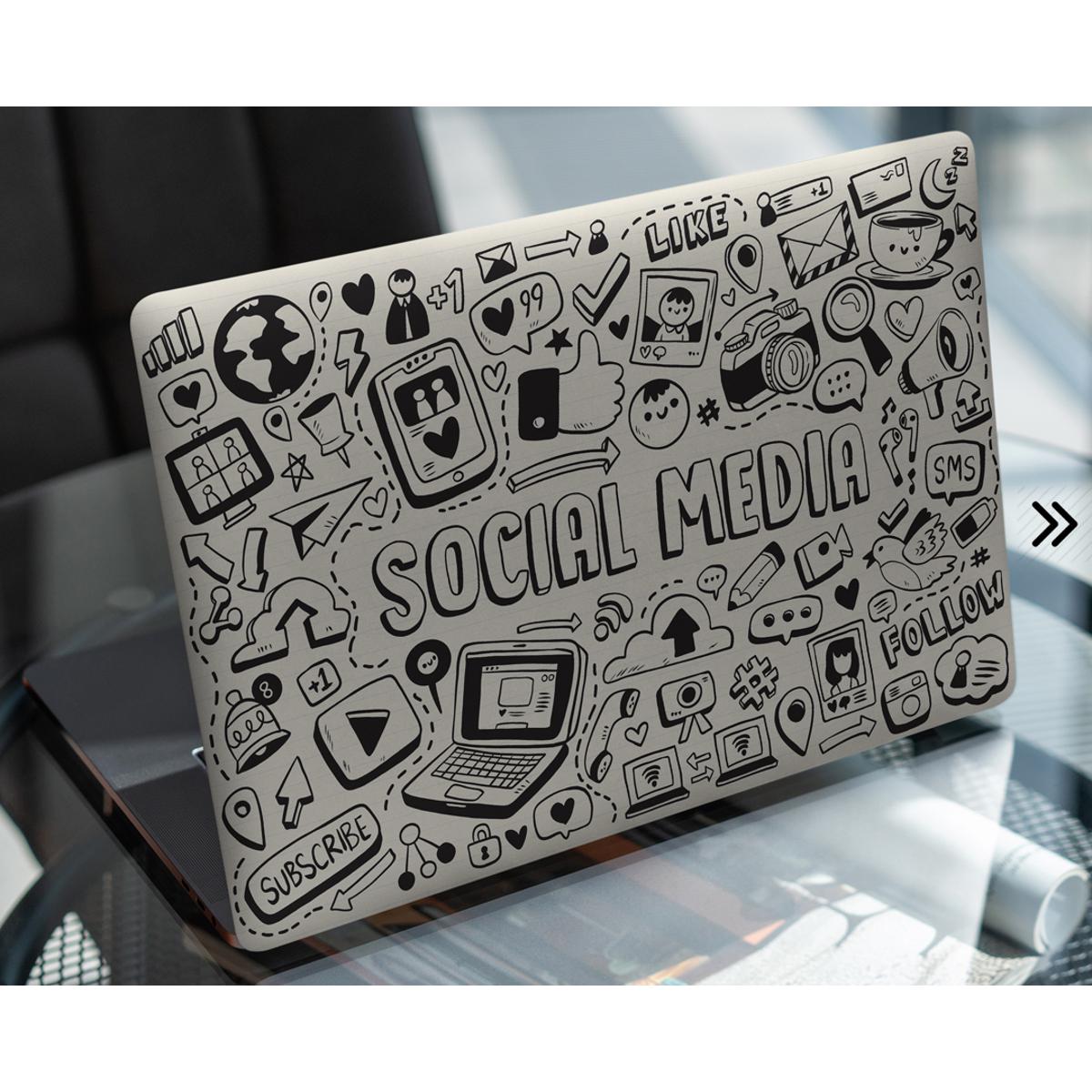 LSKN2358 - Social Media Seamless Pattern Laptop Sticker For Any Kind of ...