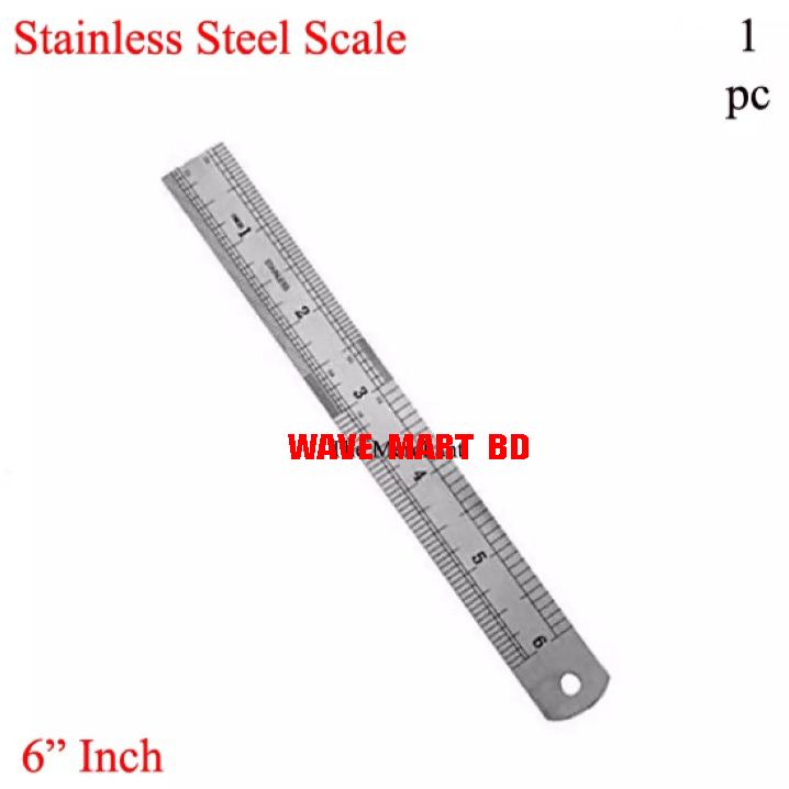 Stainless Steel Ruler/Scale - 15cm / 6 inch - 1pc | Daraz.com.bd