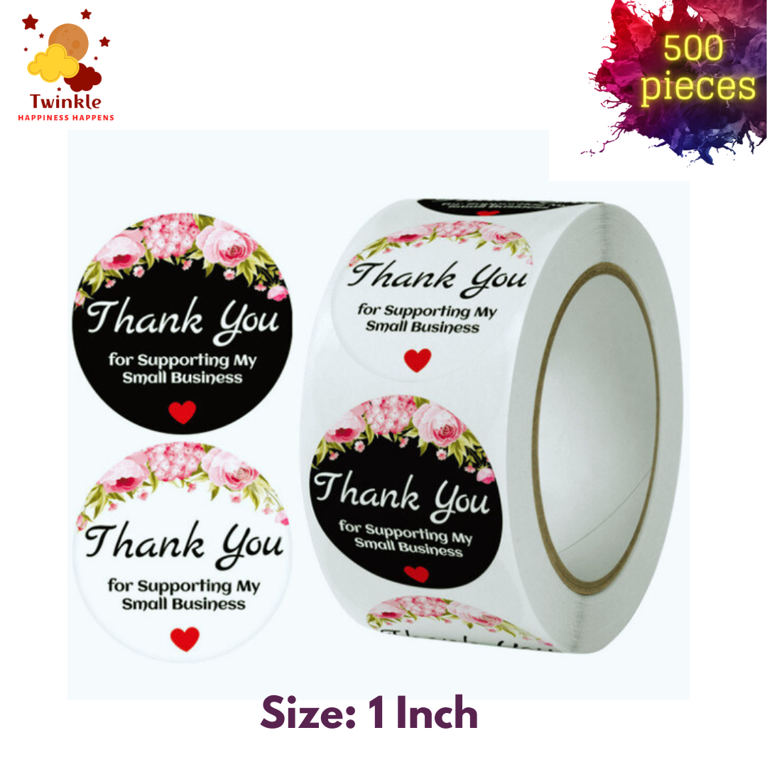 500 pieces 1 Inch Floral Thank You For your Order Stickers Decorative ...