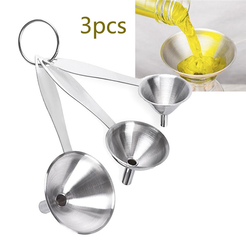 3 in 1 Funnels for Filling Bottles Stainless Steel Small Kitchen Funnel Set for Transferring ...