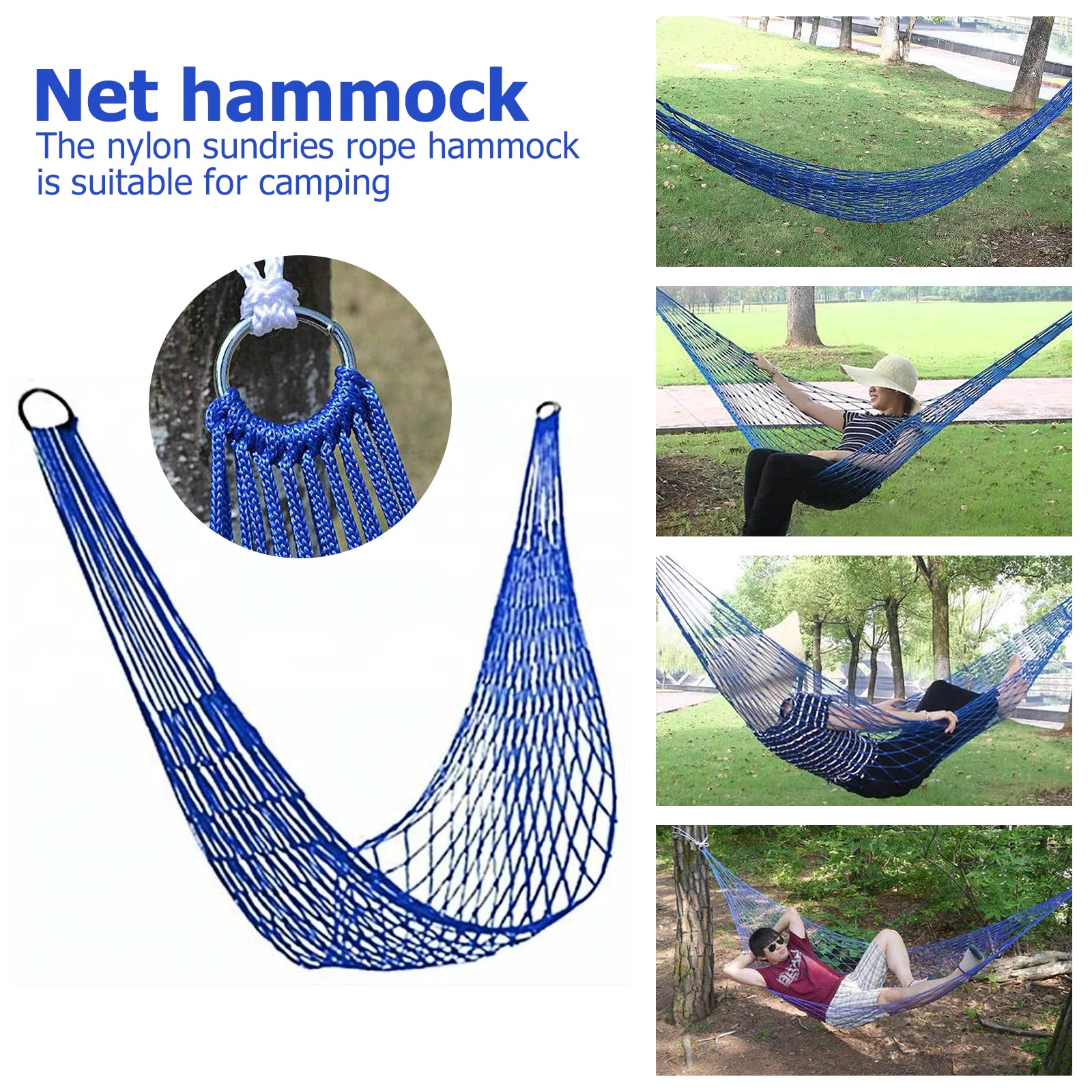 Net Hammock Outdoor Camping Mesh Hammocks Garden Beach Swing cots ...