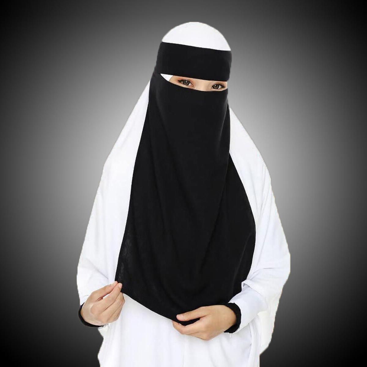 Niqab one part muslim long nikab with extra width ribbon | Daraz.com.bd
