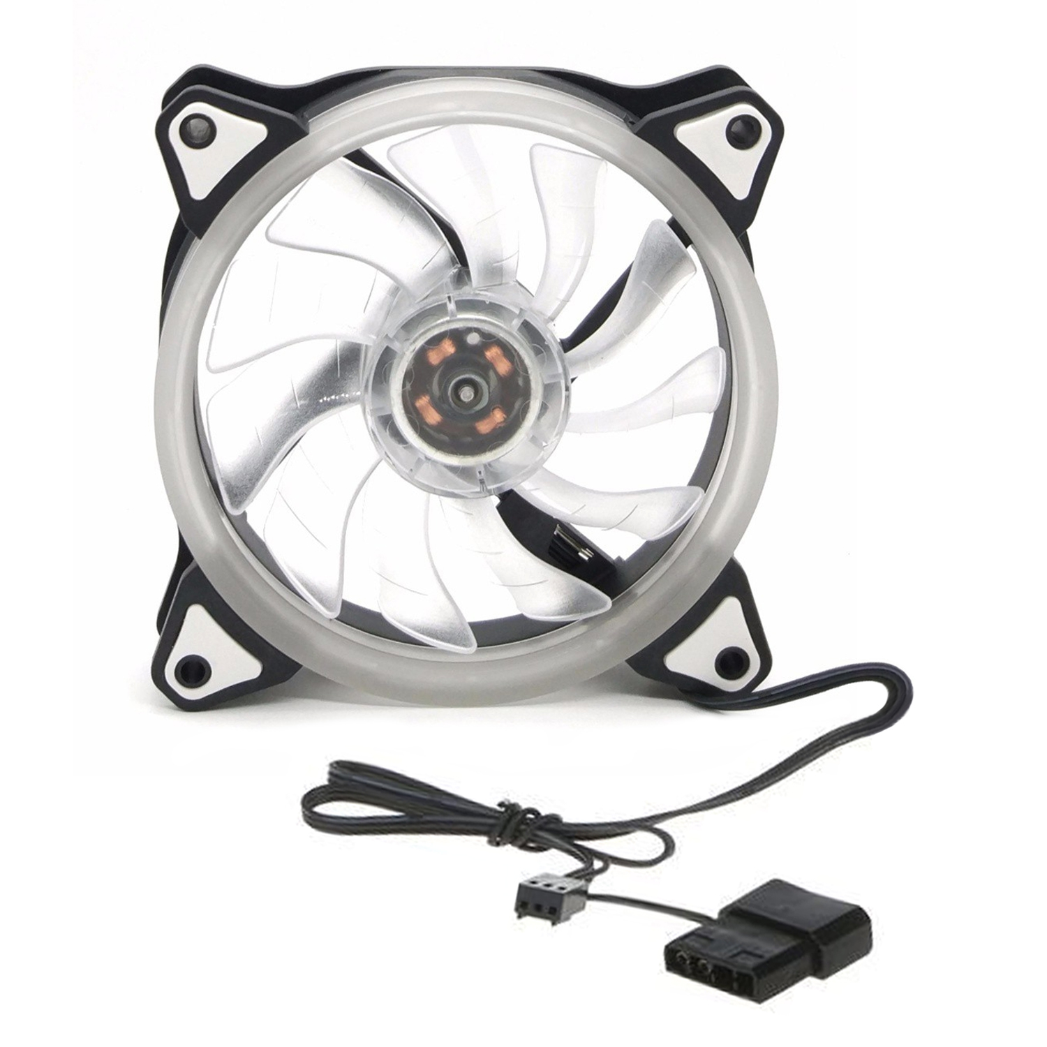 120mm Ultra Silent CPU Case Cooler Fan Dual Side Ring RGB Rainbow LED ...