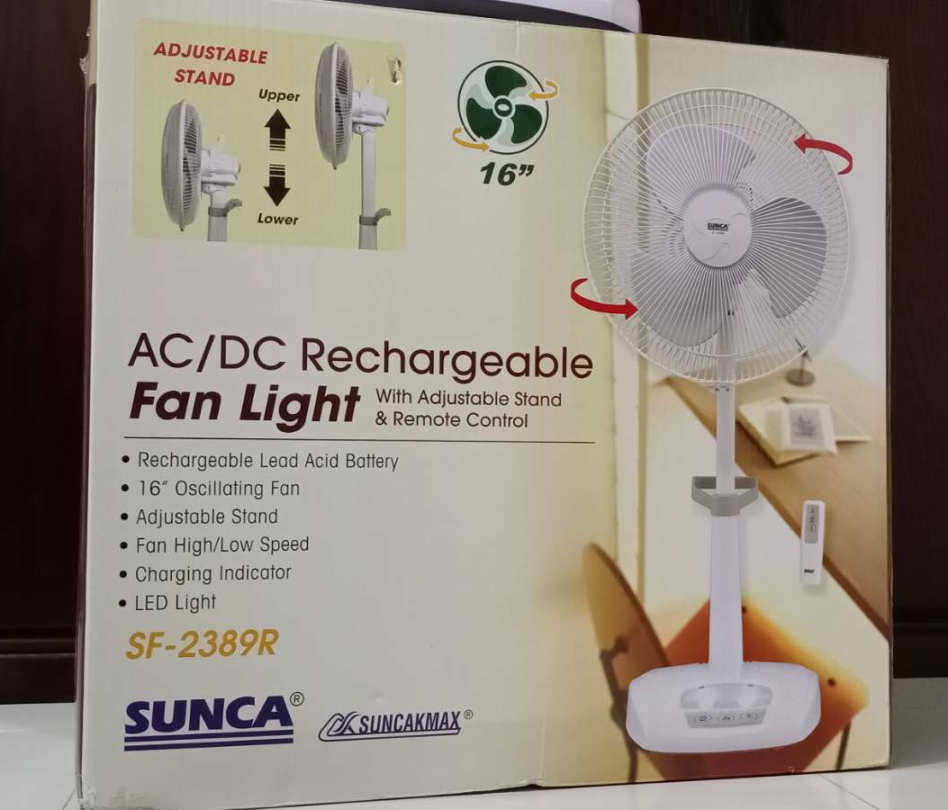 Sunca 2389R Rechargeable fan, Size: 16 inch, With Remote | Daraz.com.bd