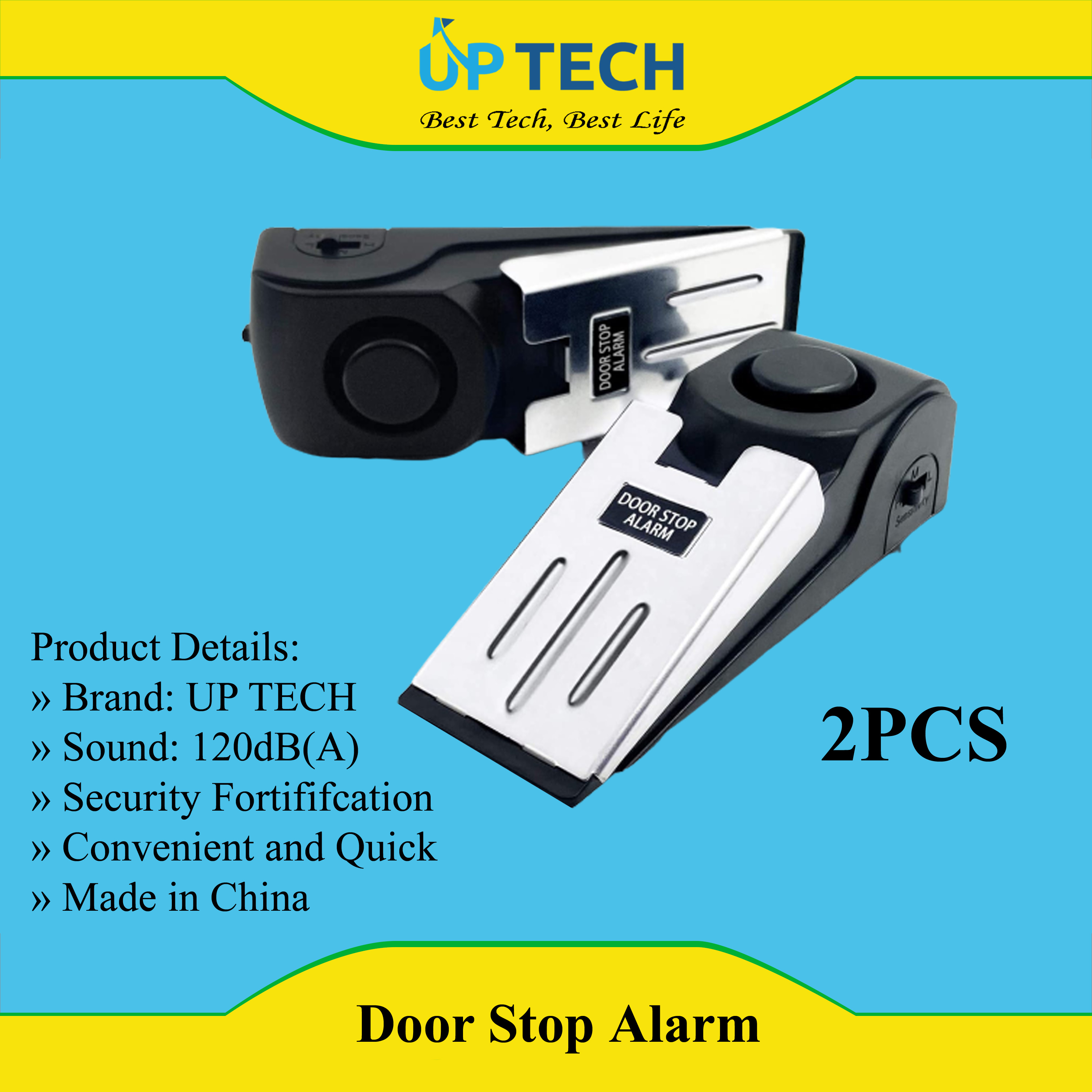 2PCS_Door Stop Alarm 120dB Ultra Loud Wedge Door Stopper Wireless Alert ...