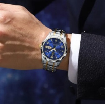 New Poedagar 615 Quartz Stainless Steel Watch For Men (Silver+Blue ...