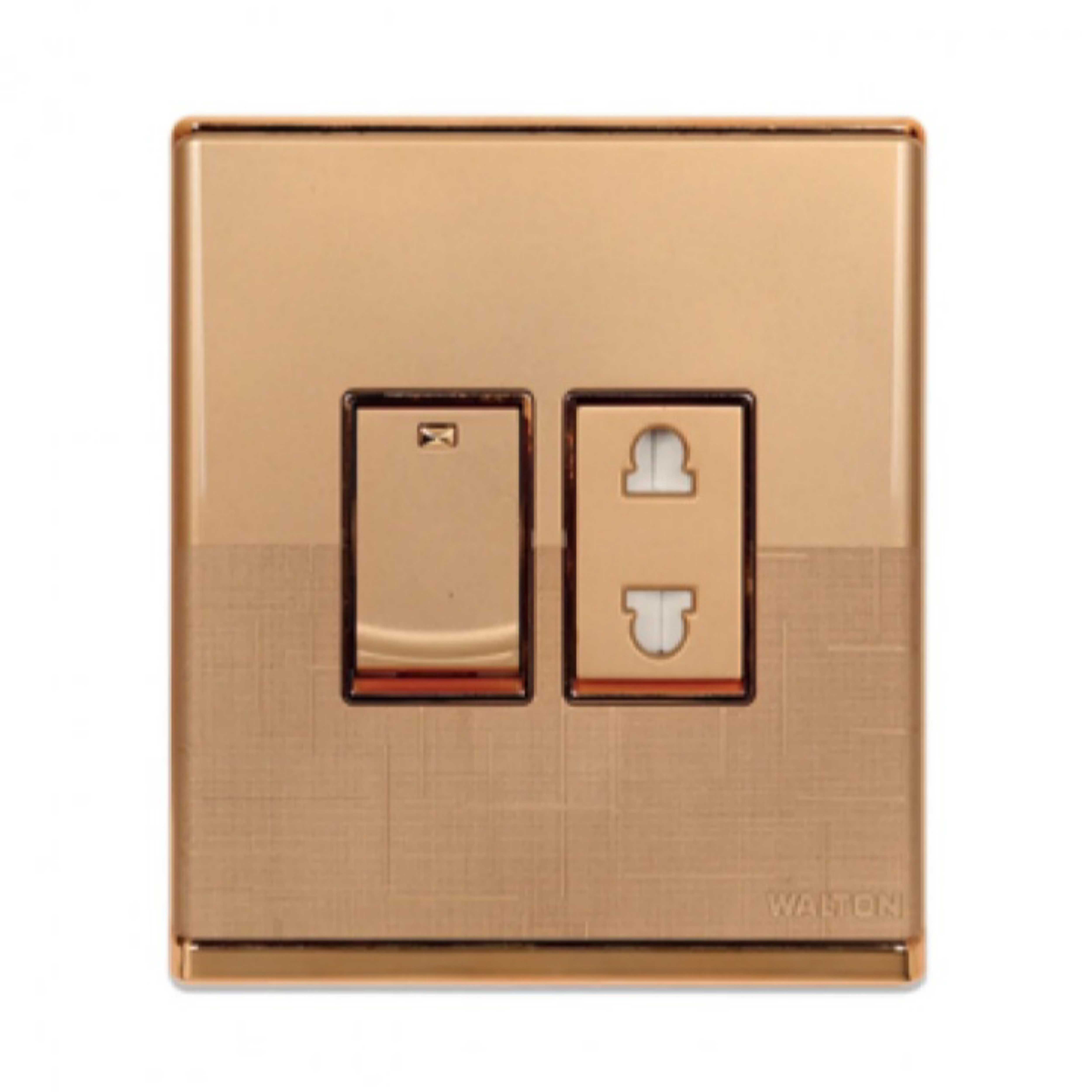 WALTON FIONA SERIES-2 Pin Socket with Switch (GOLD COLOUR) | Daraz.com.bd