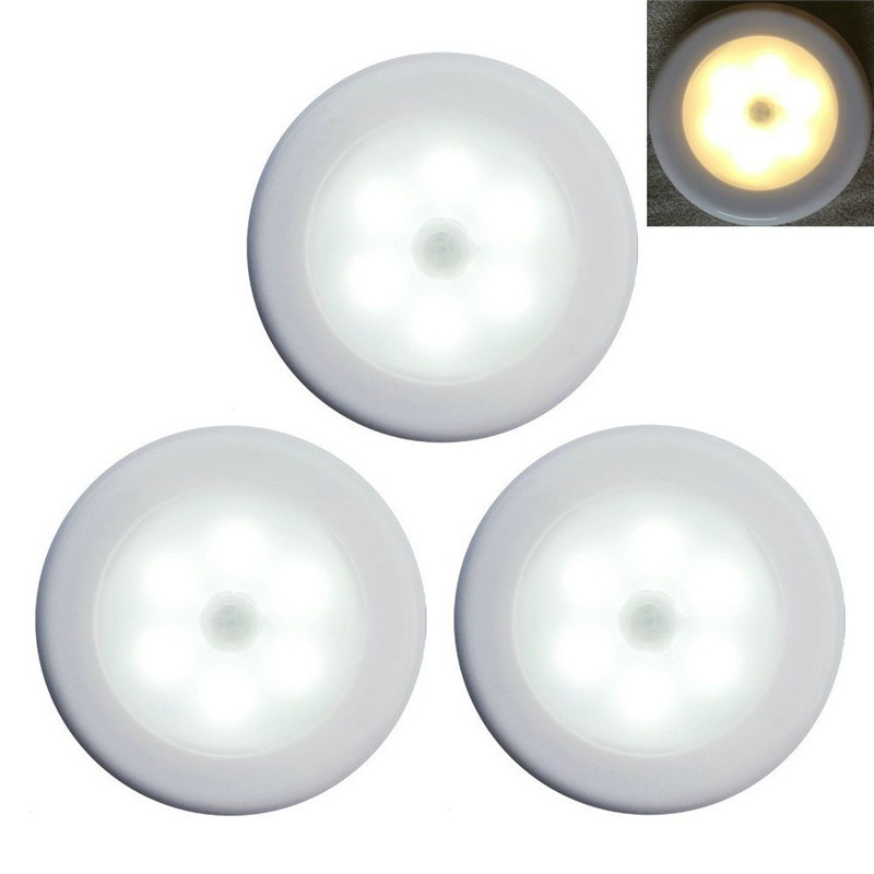 Wireless 6 LED Light Motion Activated Sensor Indoor Cabinet PIR Motion ...
