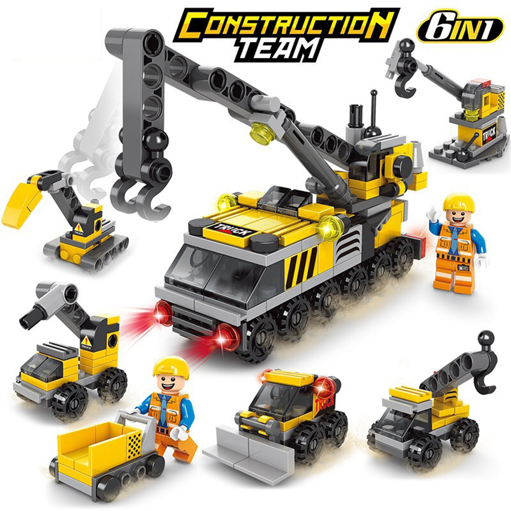 6 In 1 Deformation Building Block Toys Engineering Vehicle Small ...