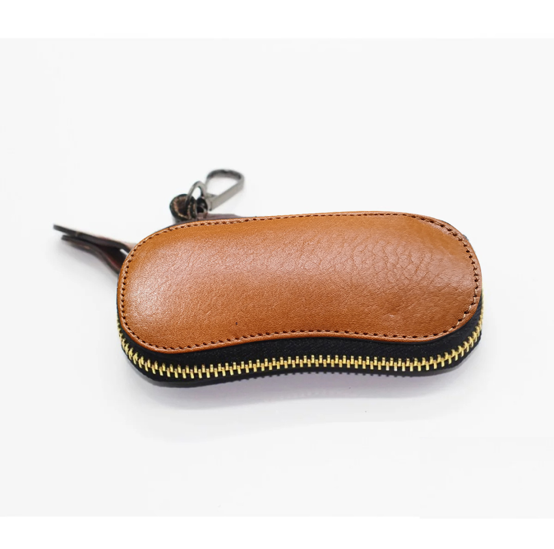 Leather key ring folder wallet or money bag type key holderbox-black ...