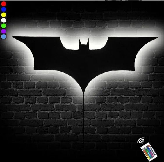 3D Bat RGB Color 18x8 Inch LED wall light wireless remote control color ...