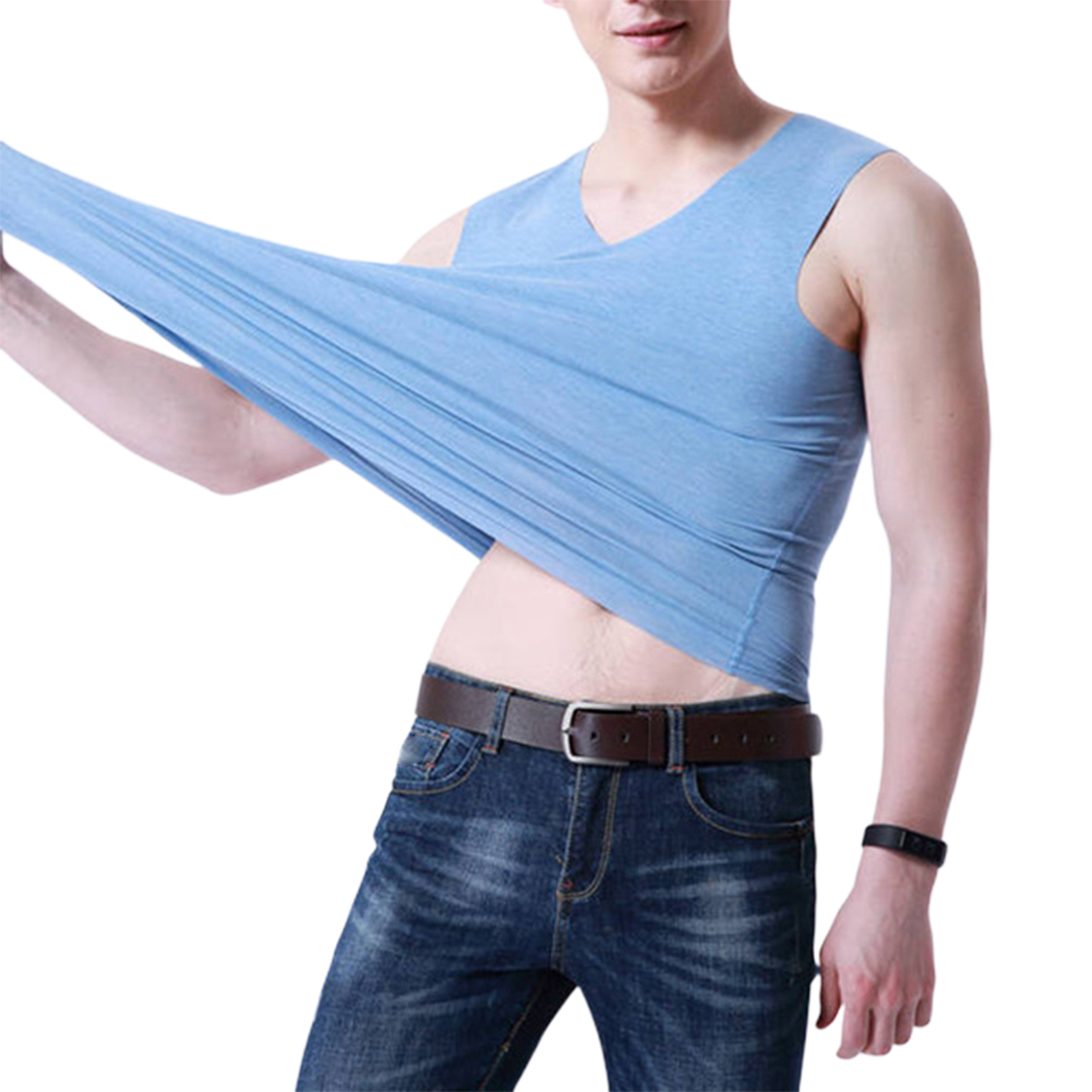 Plus Size Men Sporty Solid Color Sleeveless V Neck Slim Seamless Vest ...