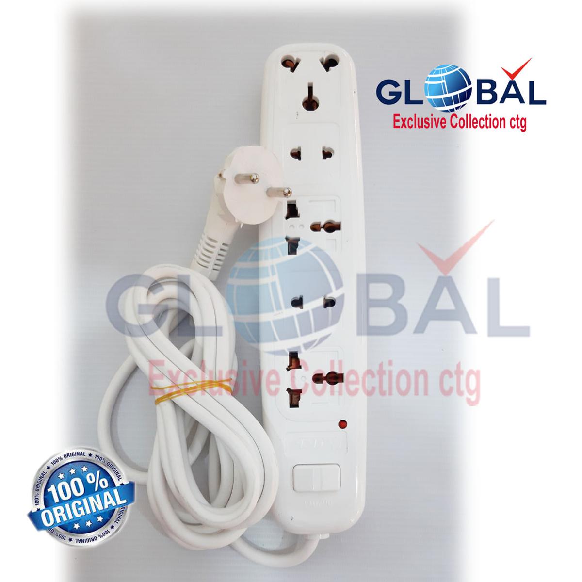 Click Safe Multi Plug 2 Pin multiplug Socket 5 Port 9 Feet Cable power ...