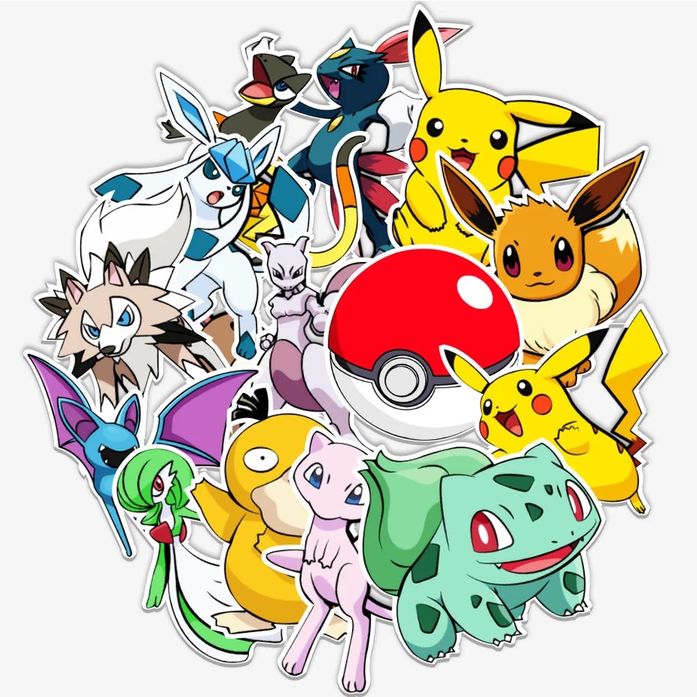 50/100pcs Cute Cartoon Pokemon Anime Stickers Pikachu Decals Motorcycle ...