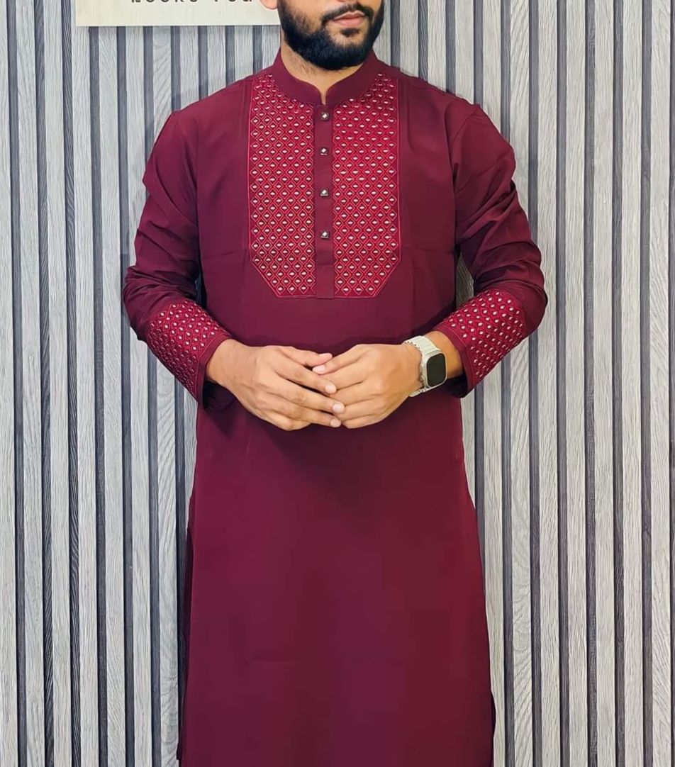 Menext Men's Elite Collection Semi Long Panjabi For Men ( Snap Button ...