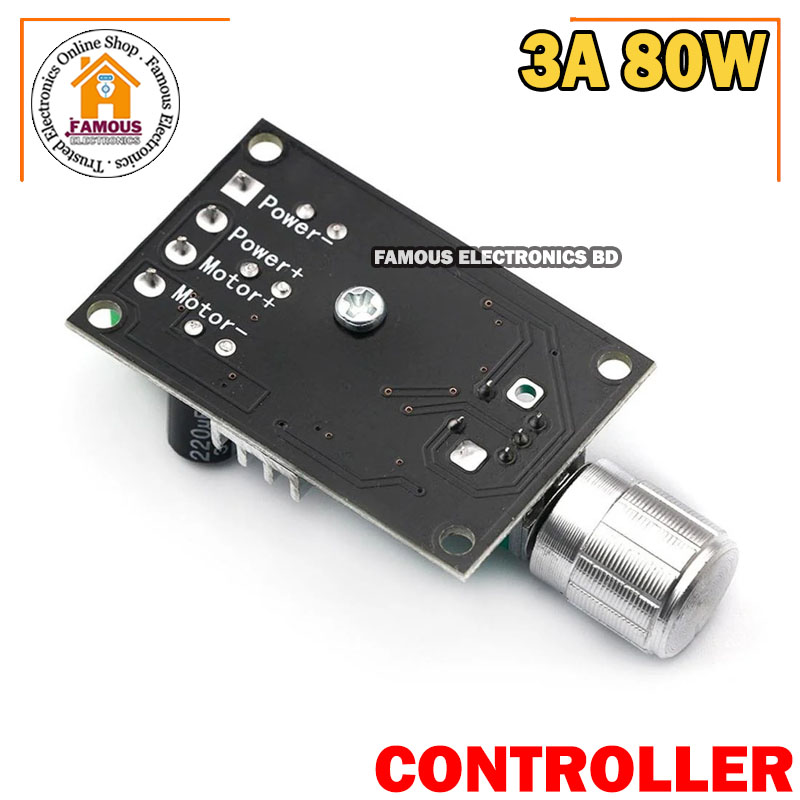 6V 12V 24V 28V 3A 80W DC Motor Speed Controller PWM Adjustable Variable ...