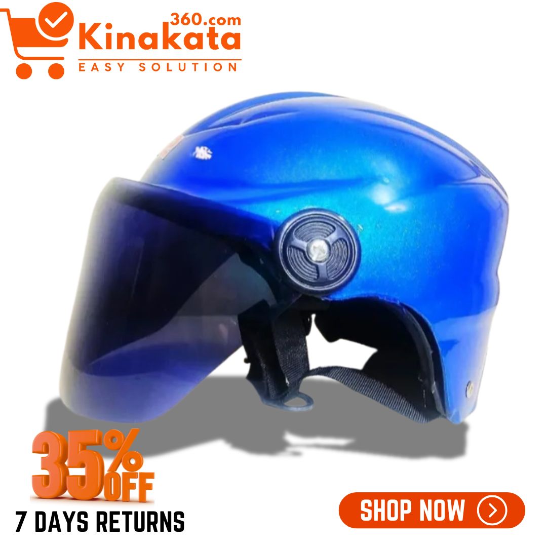 Blue Color Half Face Helmet – SFM Cap Helmet with Glass for Men & Women ...