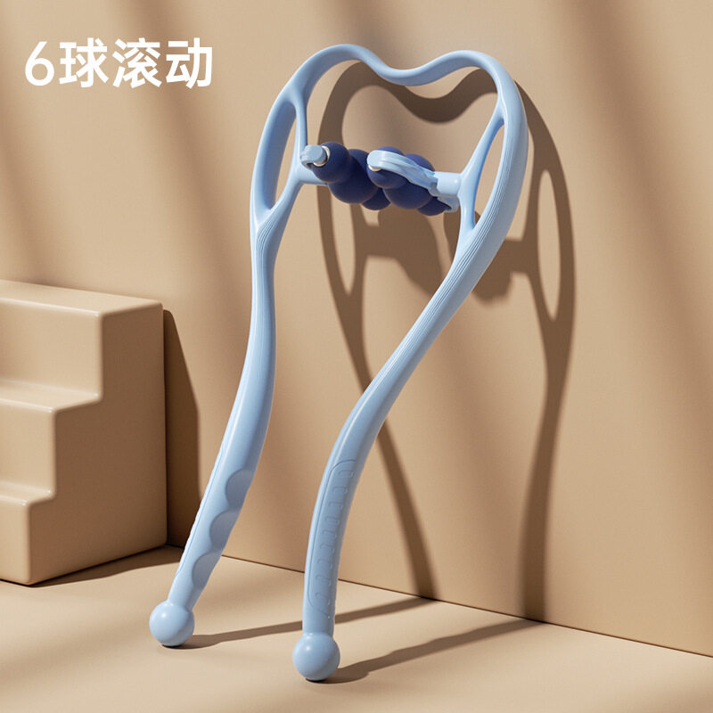 Cervical Spine Massager Pressure Point Therapy Swan Shape Six Wheel Neck Hump Massage Roller