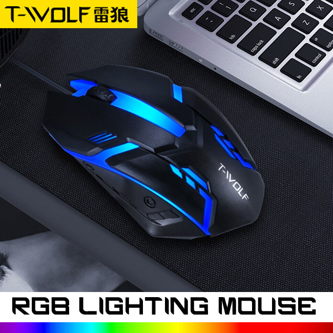 T-Wolf V1 1200 DPI Gaming Mouse with RGB Backlit