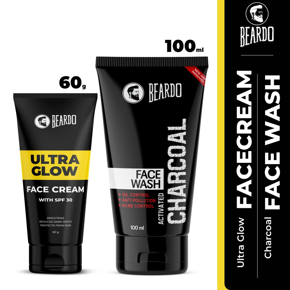 Beardo Combo - Ultra Glow Face Cream 60g & Activated Charcoal Face Wash ...