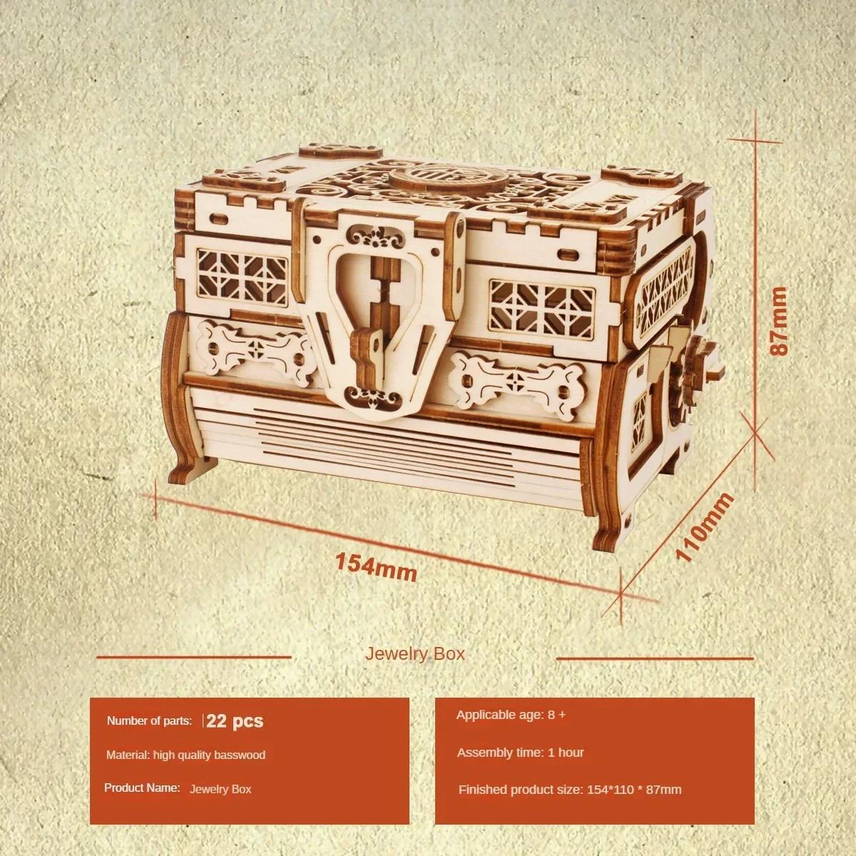 3d Wood Mechanical Box Puzzles Kits for Child Assembly Building Blocks DIY Surprise Jewelry ...