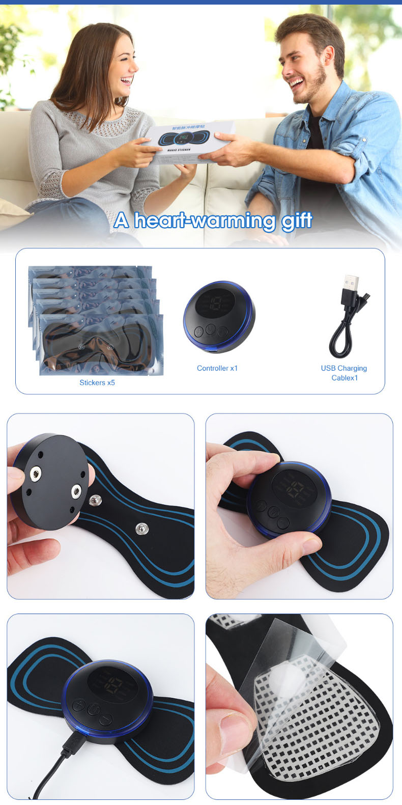 Tens Units EMS Mini Massager with 5 Pad ,Muscle Stimulator Full Body ...