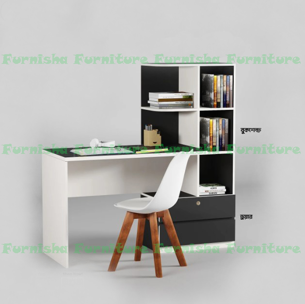 Modern Reading Table with Locker Drawer /Study Desk with Bookshelf ...