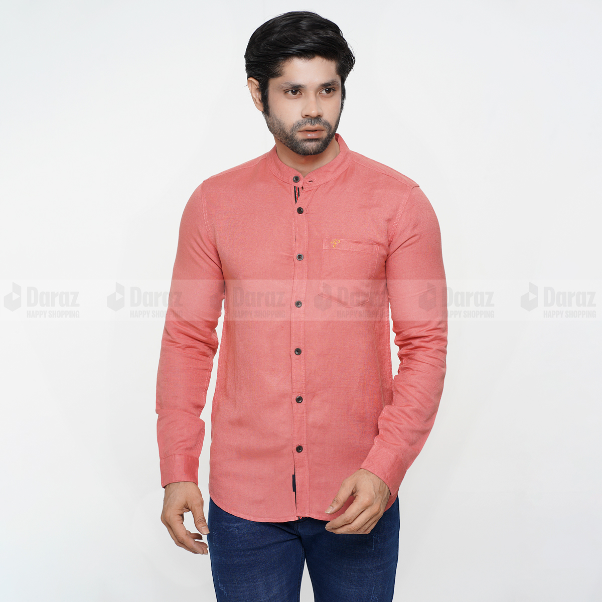 Remi Cotton Casual Band Collar Shirt For Men Collection By Fine Tex ...