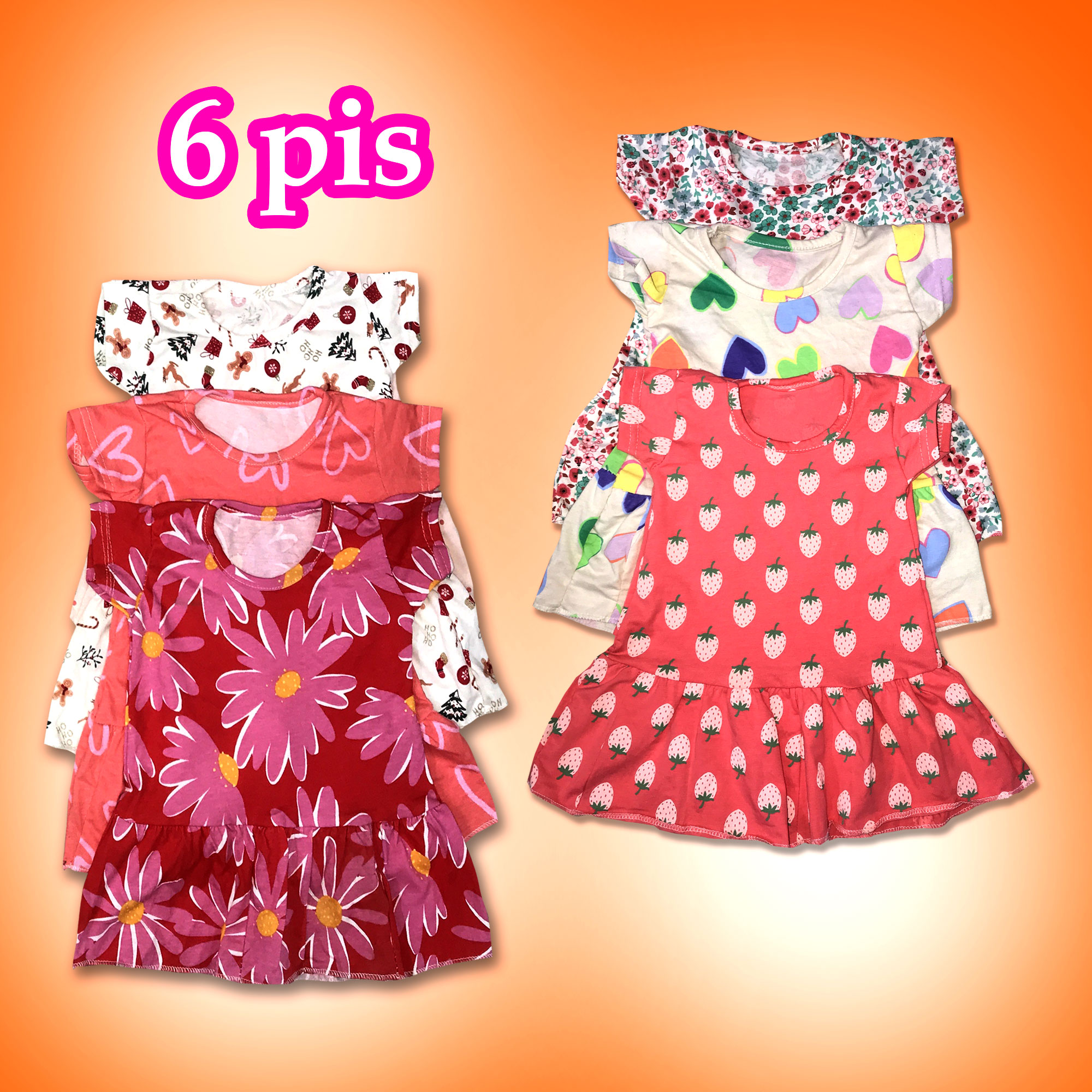 6 Pieces combo Half Sleeve Frock For Girls by Any Color Beautiful dress ...