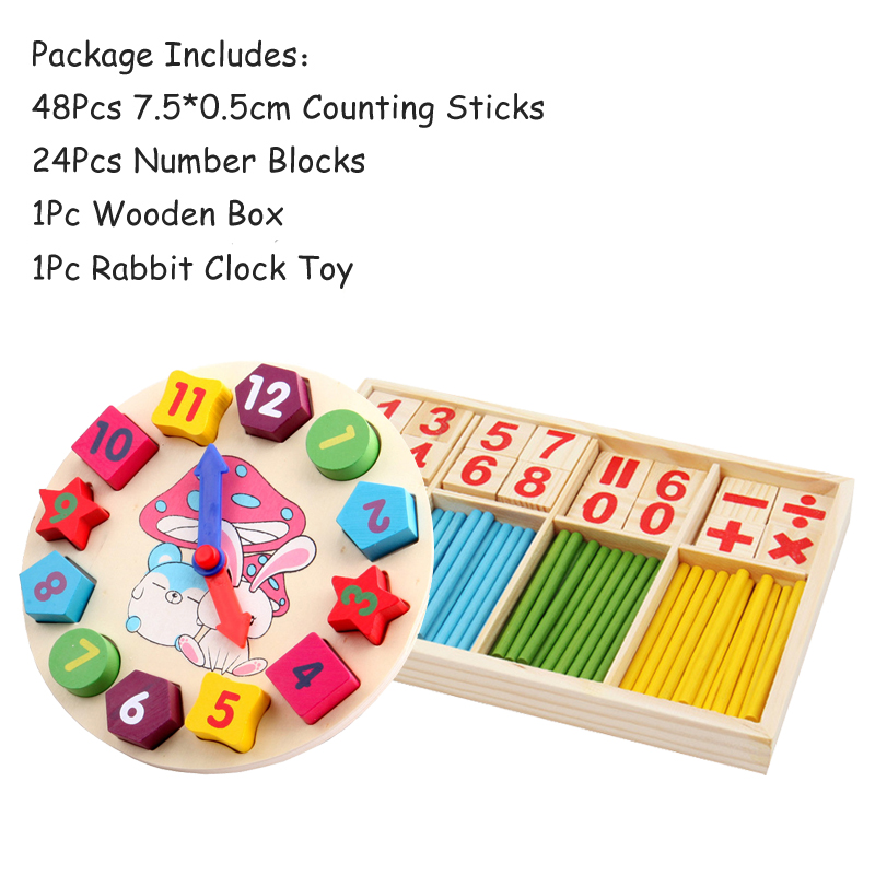 Colorful Bamboo Counting Sticks Clock Toy Mathematics Montessori ...