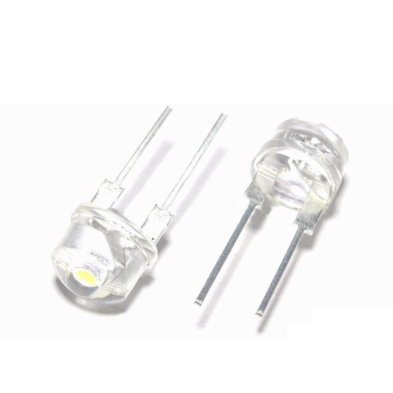 【happy one】10PCS F8 8mm 3.0-3.2V Straw hat LED White bright LED Wide ...