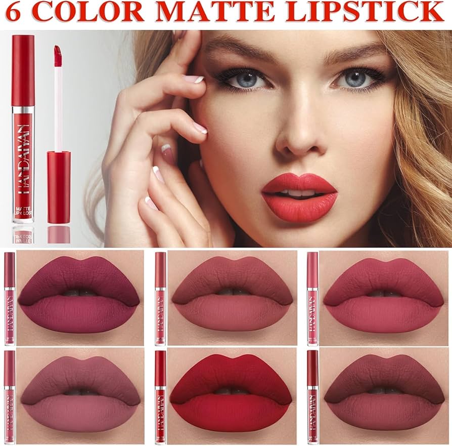 HANDAIYAN 6pcs Matte Liquid Lipstick Set - A