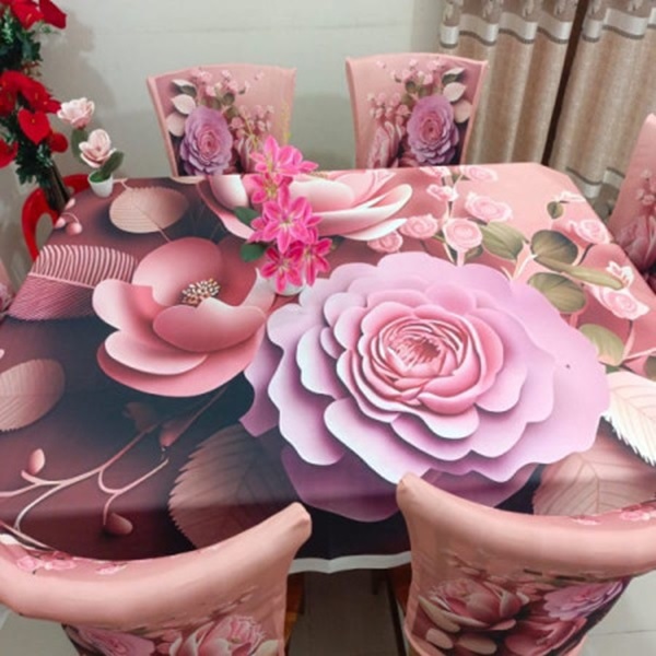 Digital 3D Print Dining table Cloth runner and 06 chair cover Full Set ...