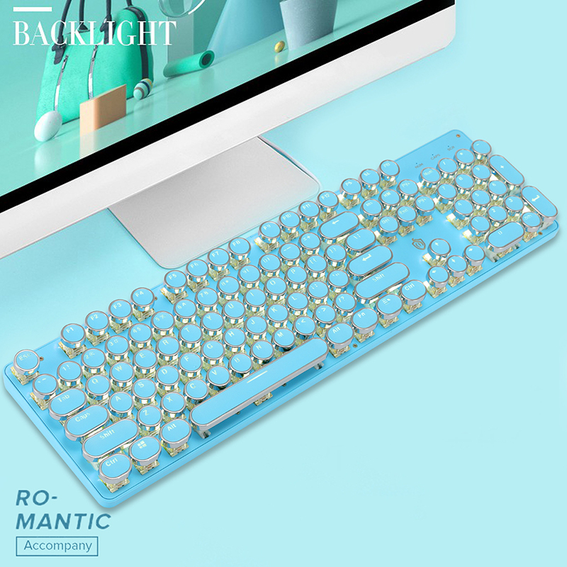 104 Keys Retro Round Keycaps Double Shot DIY Keycap Backlit Mechanical ...
