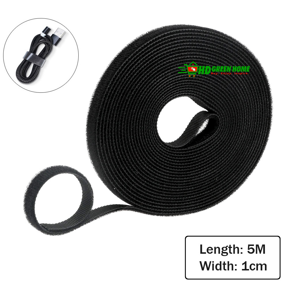 (5M x 1cm) Back to Back Velcro Cable Organizer Tie Hook and Loop Velcro ...