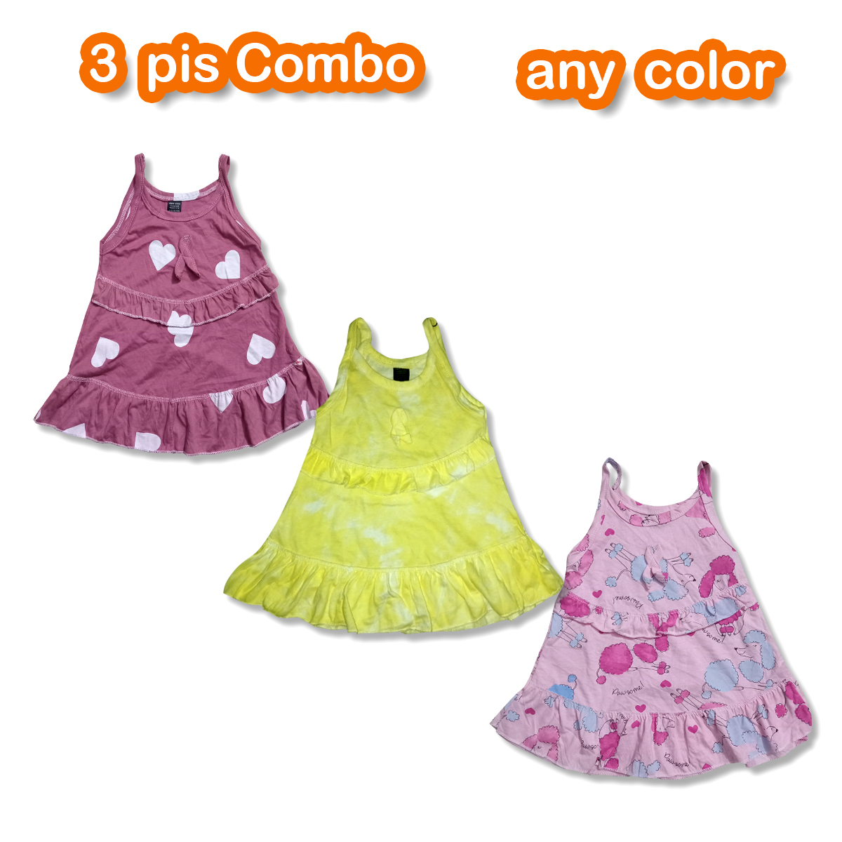 Girls top (3 Pieces Combo) by any Color 0-5 years , baby top, kids top ...