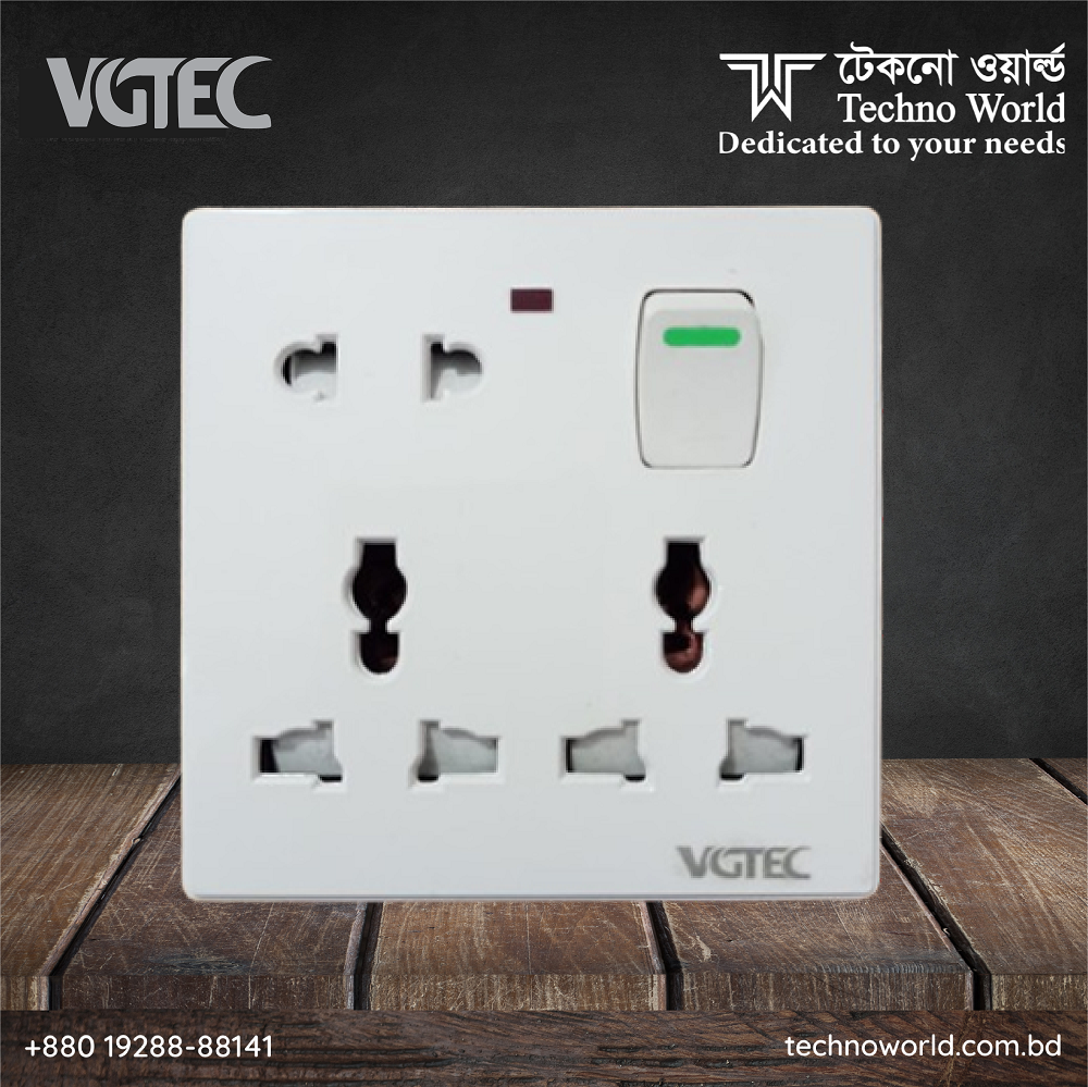 VGTEC- 8 Pin Socket with Switch/ 8 Pin Socket/ Multi Socket. | Daraz.com.bd