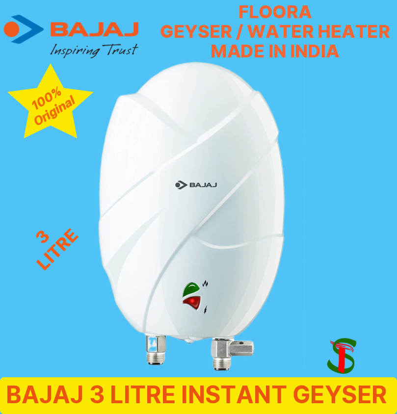 Bajaj Flora 3 Liter Instant Water Heater/Gizer (White and Blue) - Made ...