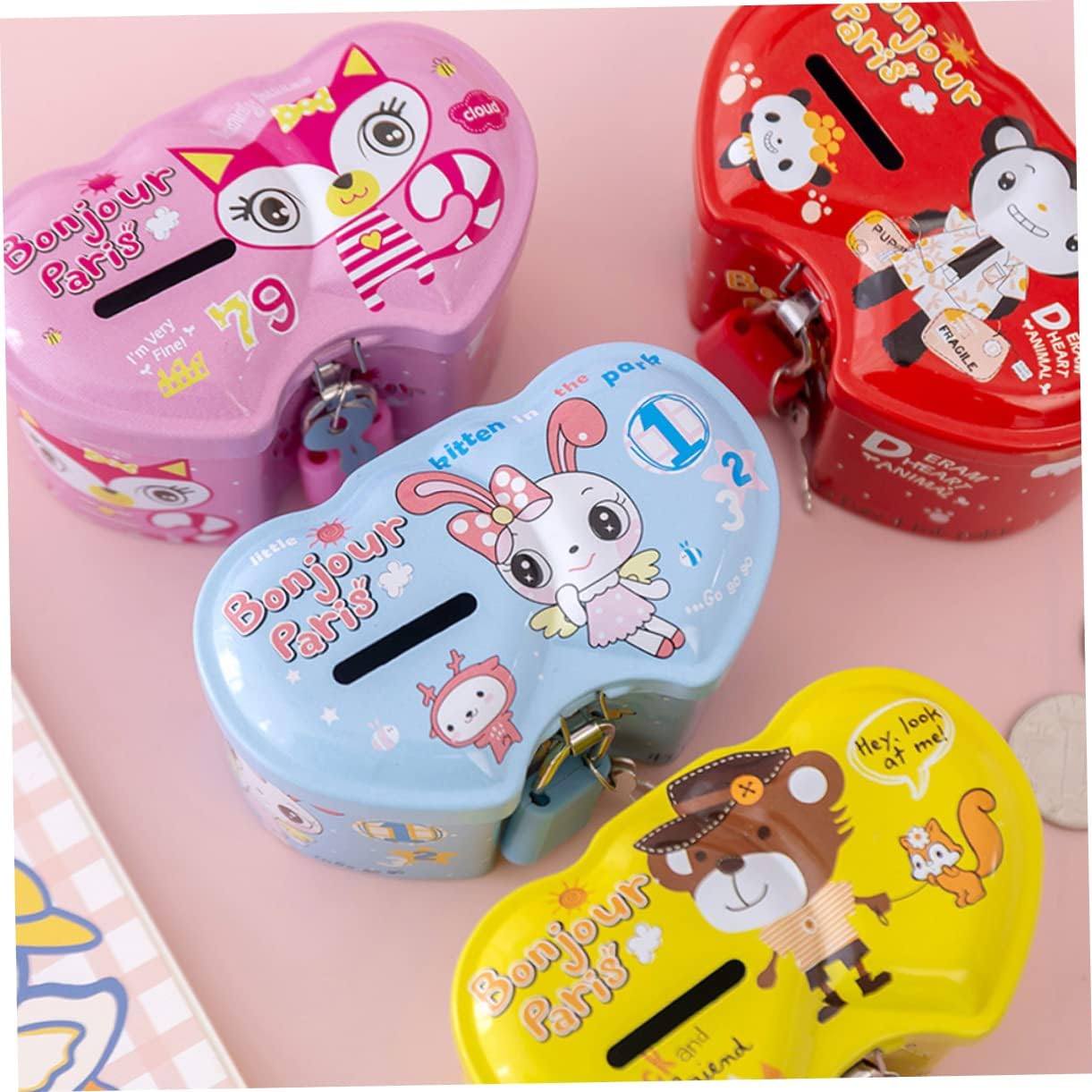 Kids Coin Bank Money Saving Bank with Lock Gift Containers Savings ...
