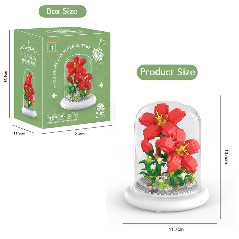 Lego Set DIY romantic flower（LED） display box desktop decoration girl ...