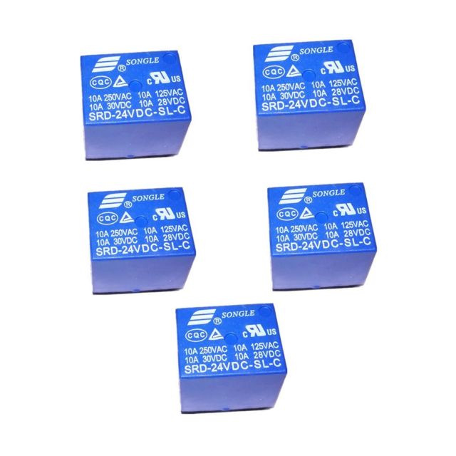 24V Relay DC-24V DC24V 10A 250VAC 5 Pin Coil SPDT Power Relays SRD ...