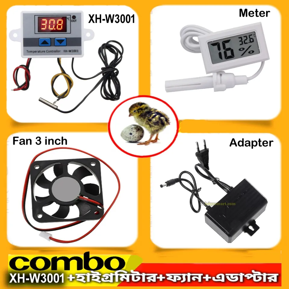 Temperature Controller XH-W3001 Combo Pack with Thermometer Hygrometer ...