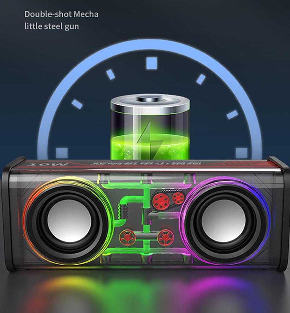 Mecha V8 Double-Shot Little Steel Gun 10W Transparent Speaker