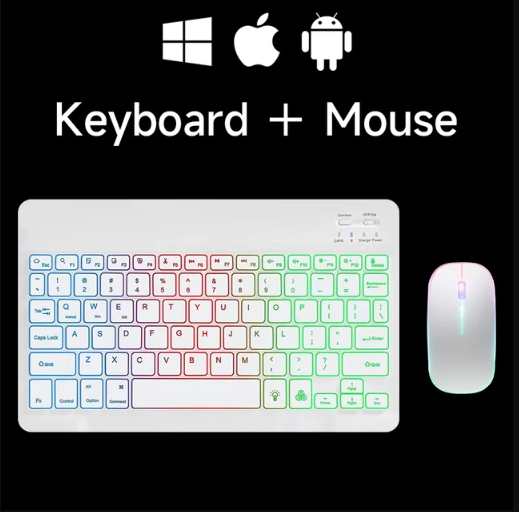 Wireless Bluetooth Keyboard Backlit Colorful Keyboard 10 inch Tri ...