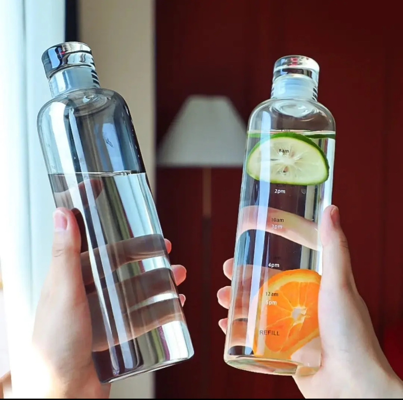 plastic Transparent water Clear bottle Time Scale Water Cups Bottles ...