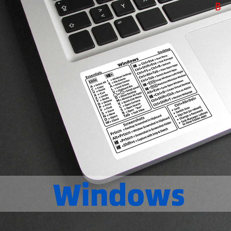 Windows PC Reference Keyboard Shortcut Sticker for PC Laptop Desktop ...