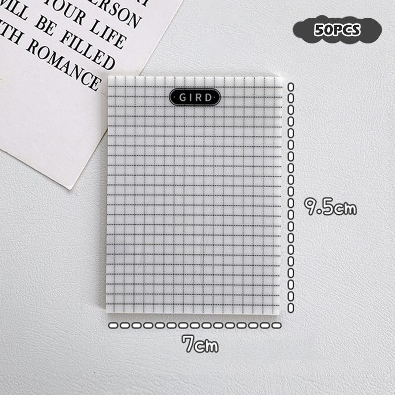 50 Sheets Transparent Grid Record Sticky Notes Waterproof Self-Adhesive ...