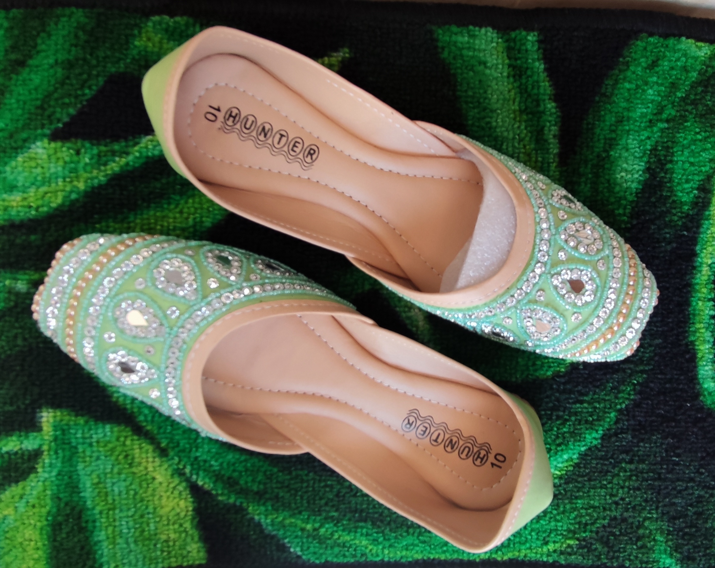 Pakistani style Nagra shoes for women and girls colour light Olive ...