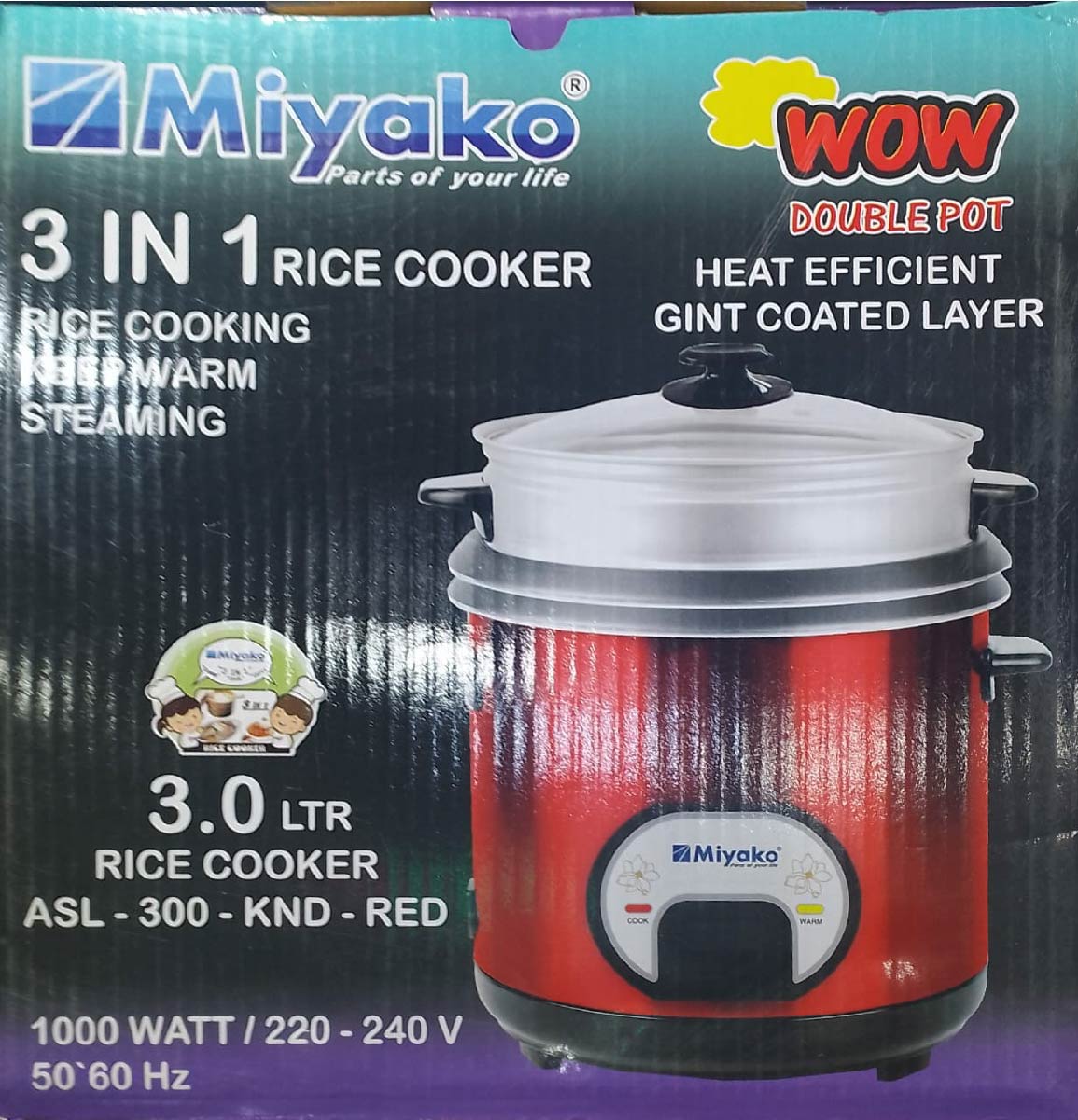 Miyako 3 in 1 Electric Rice Cooker 3 Ltr | ASL-300-KND-RED | Miyako 3 ...
