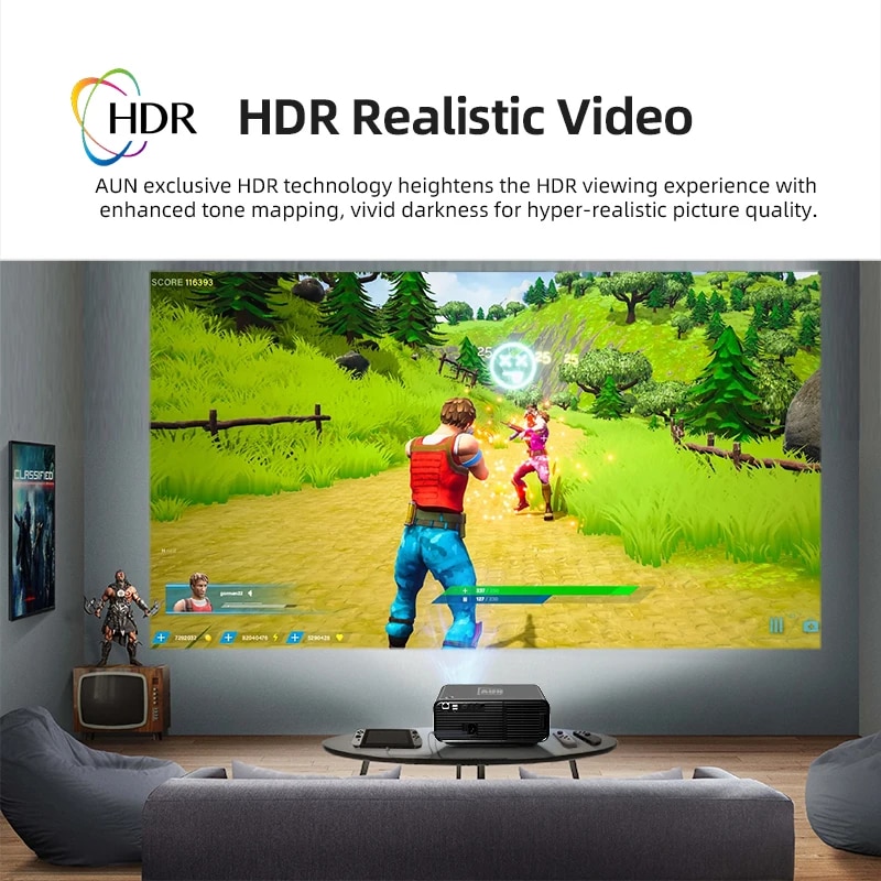 AUN U001 Projector Full HD 1920x1080P 4K Decode Movie Theater 3D ...